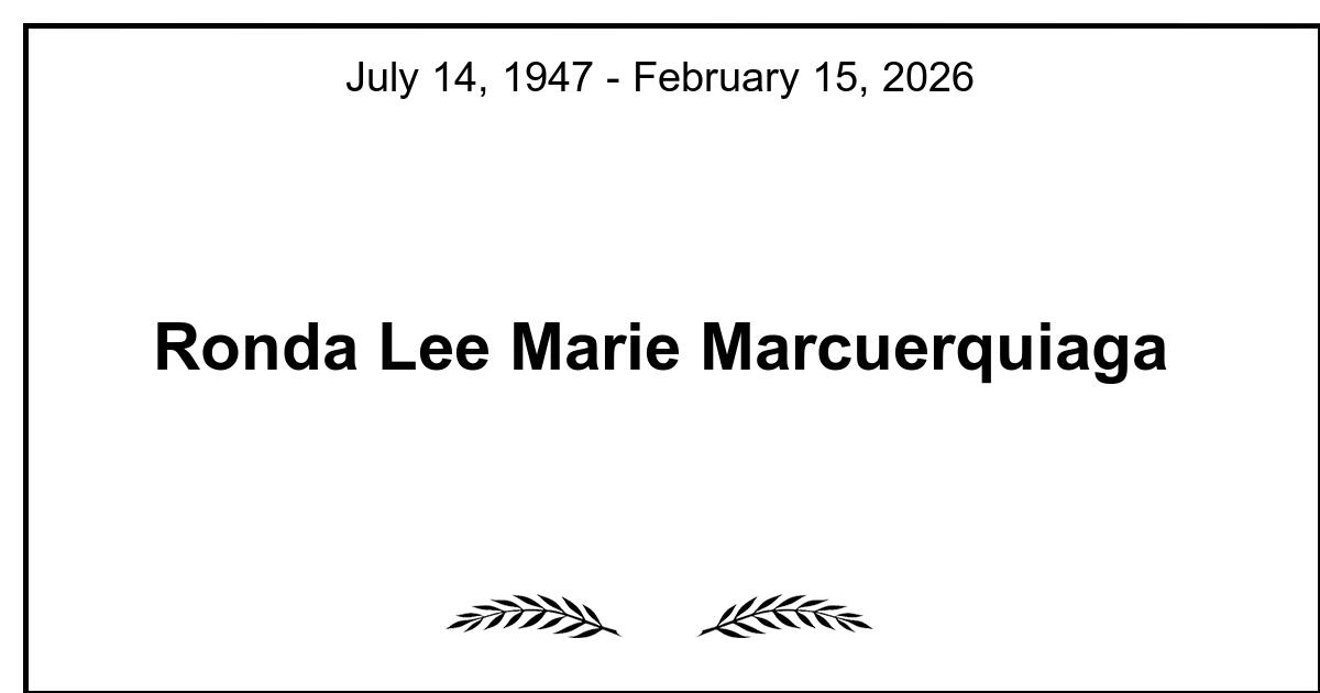 Obituary: Ronda Lee Marie Marcuerquiaga